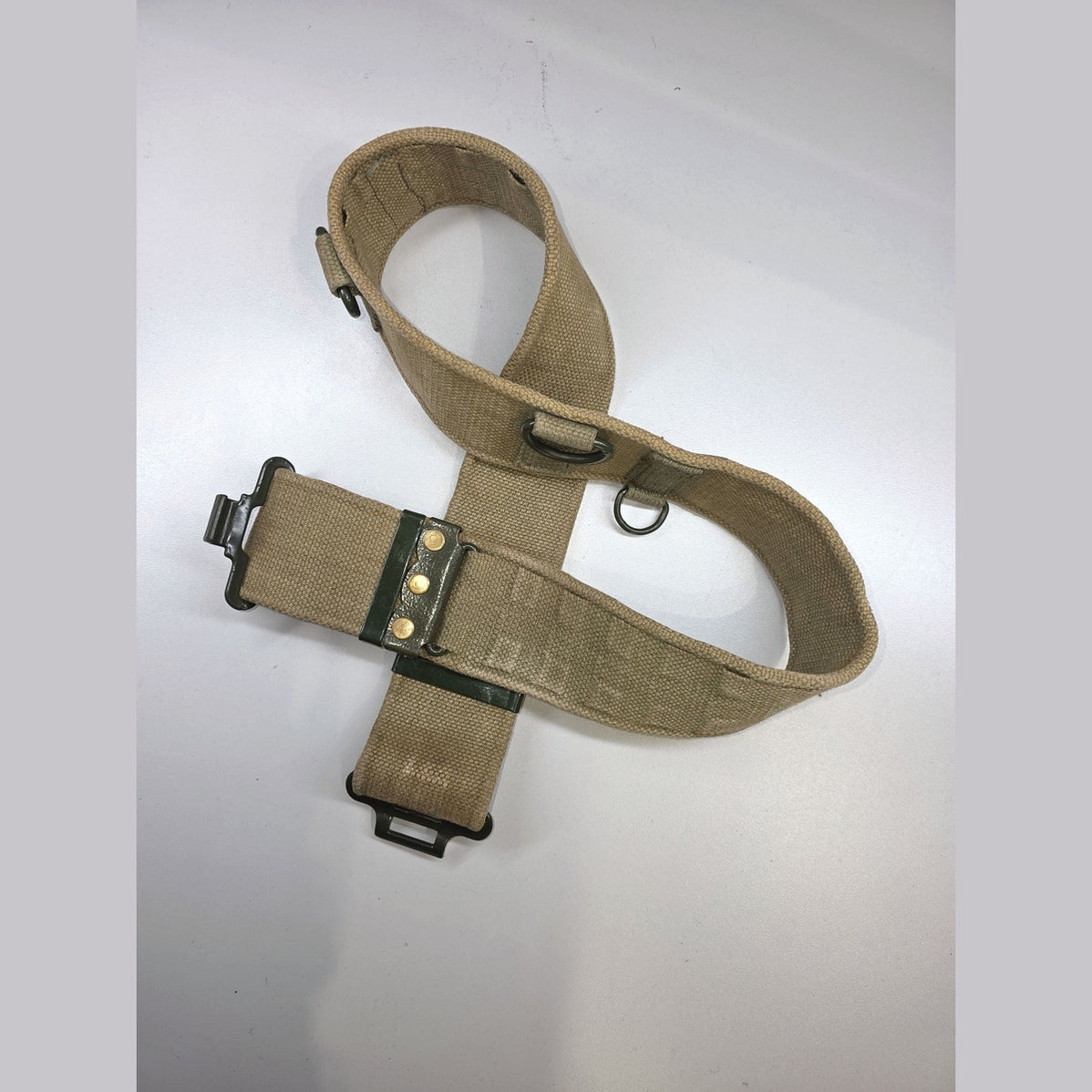 rhodesian army webbing belt – canvas with green– Lets Talk Militaria UK